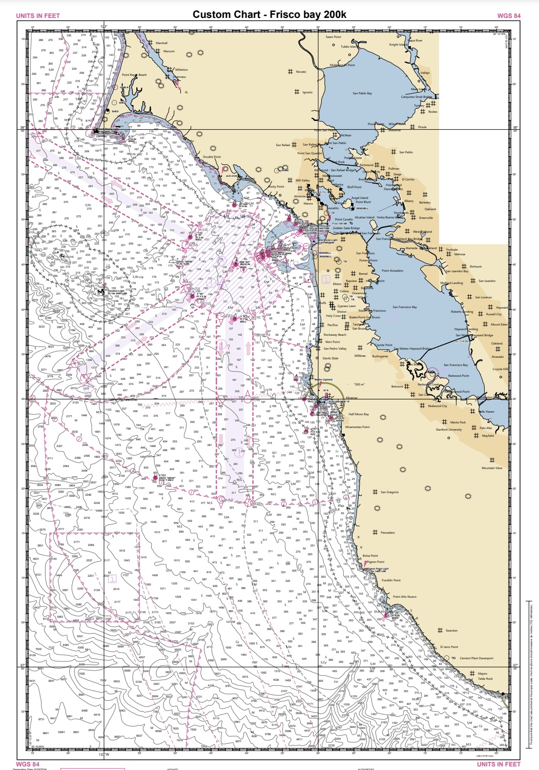 San Francisco Bay Sea Chart SplashMap 200k