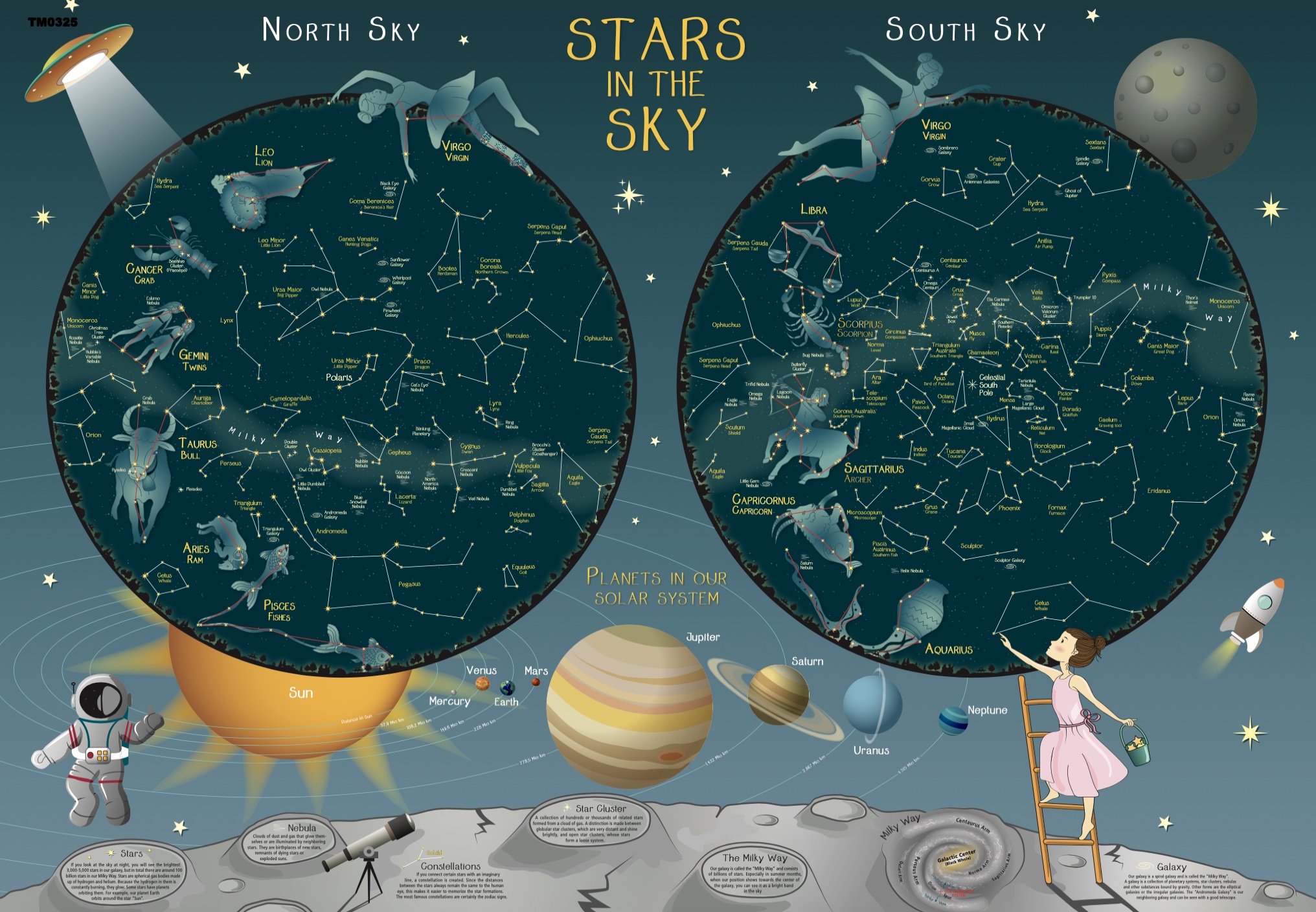 Star Map of the Northern Hemisphere Stars | SplashMaps
