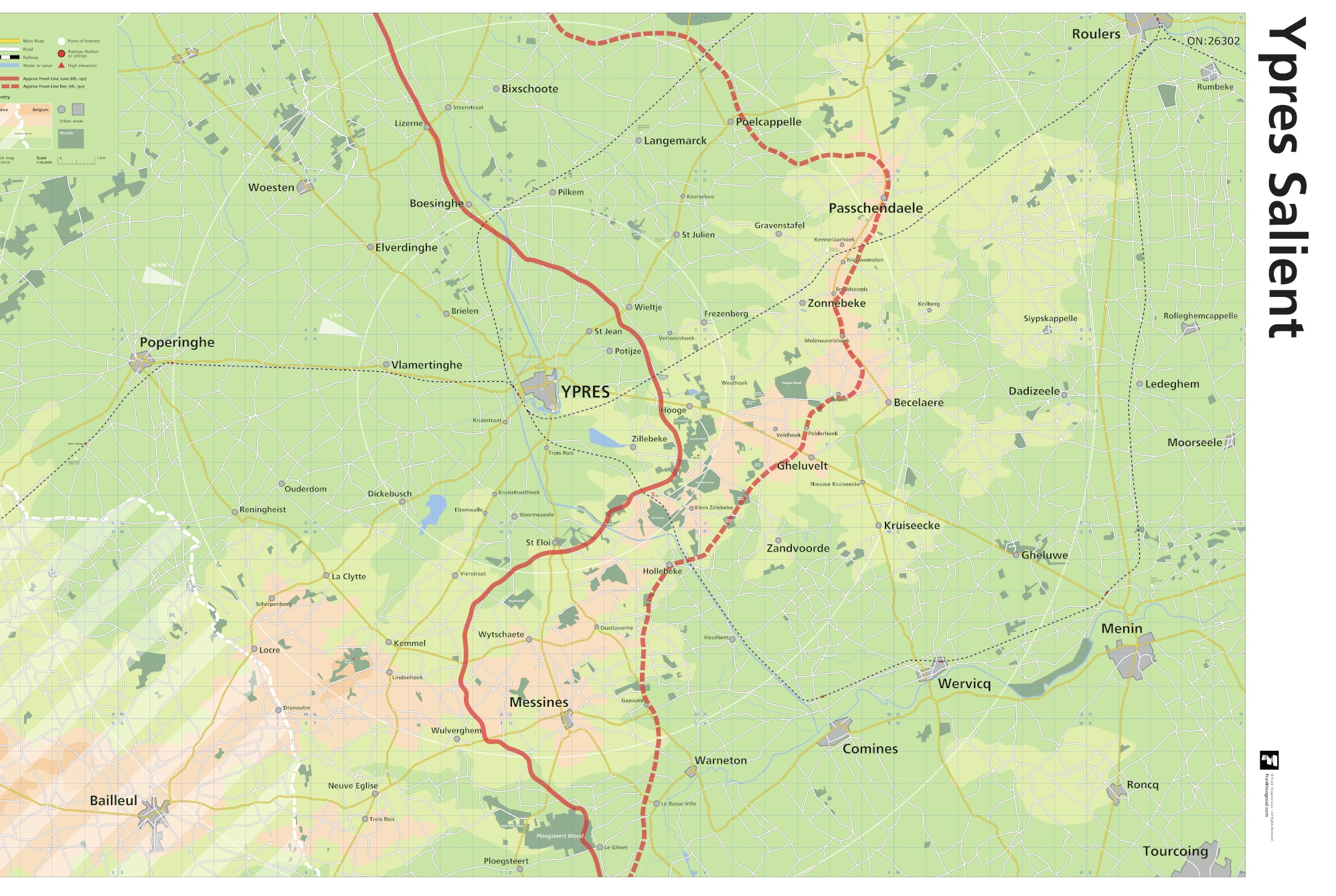 WW1 Ypres Salient Map from SplashMaps