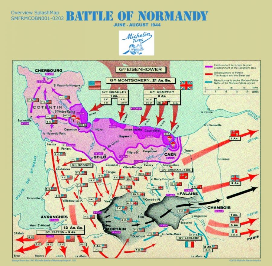 Battle of Normandy Map - Overview Michelin SplashMap