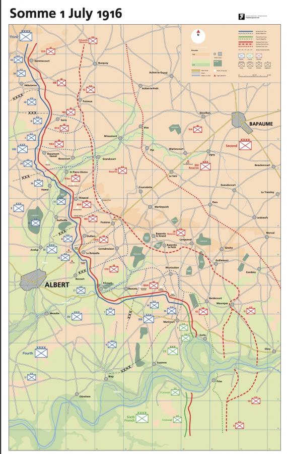 WW1 Battle of the Somme Day 1 Map