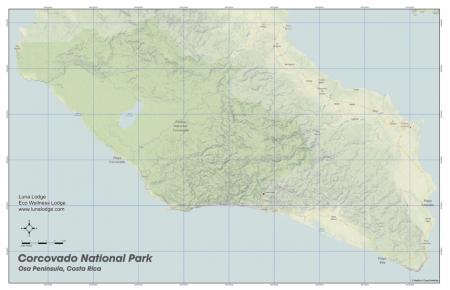 Corcovado National Park, Costa Rica Map from SplashMaps